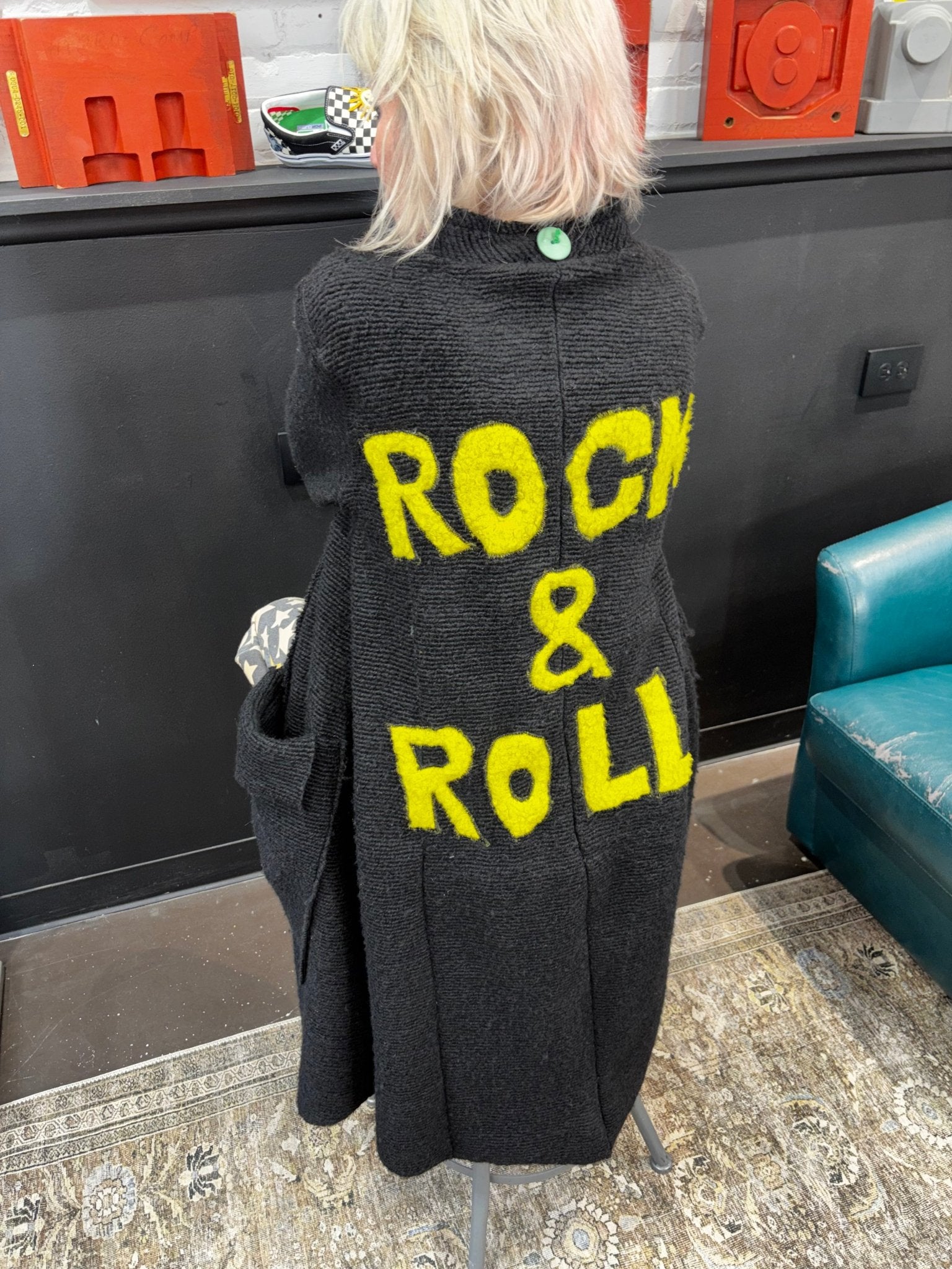 Rock N Roll Black Wool Swing Coat | Cardigan Style Statement Piece ...